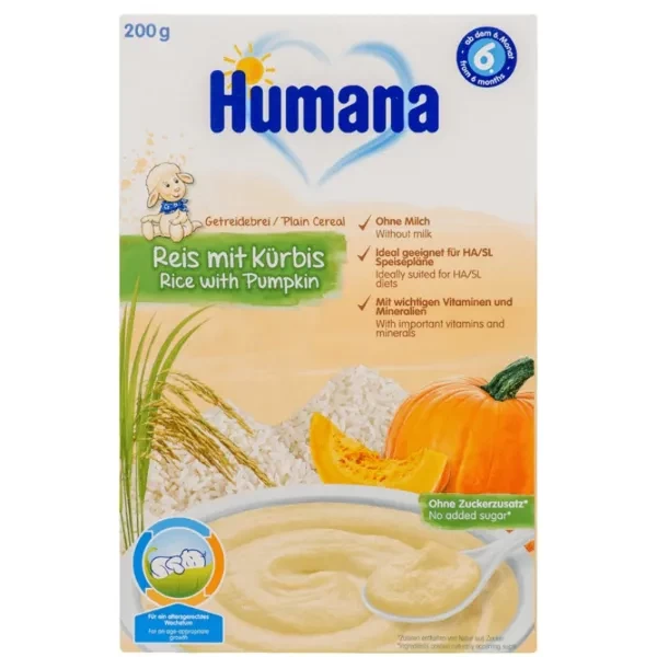 Ushqim për Fëmijë,Pure Oriz dhe Kungull,Humana,200GR