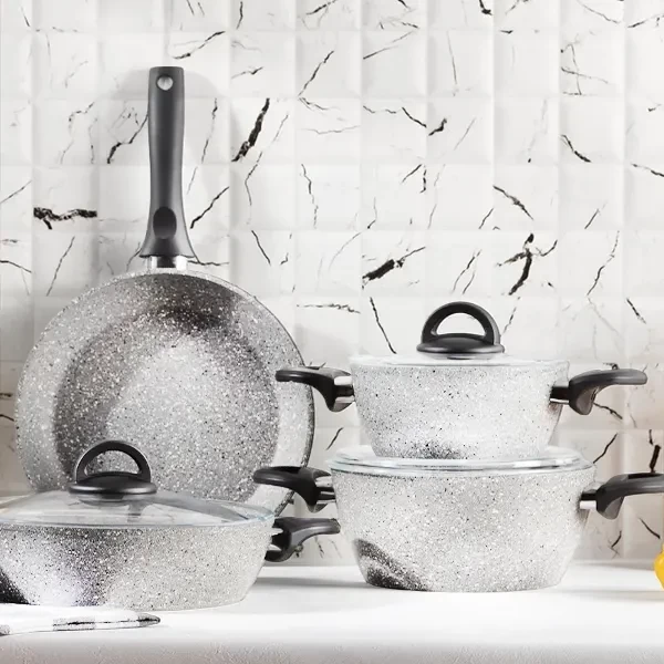 Set Tenxhere Granit, 7 Pjesë, White.